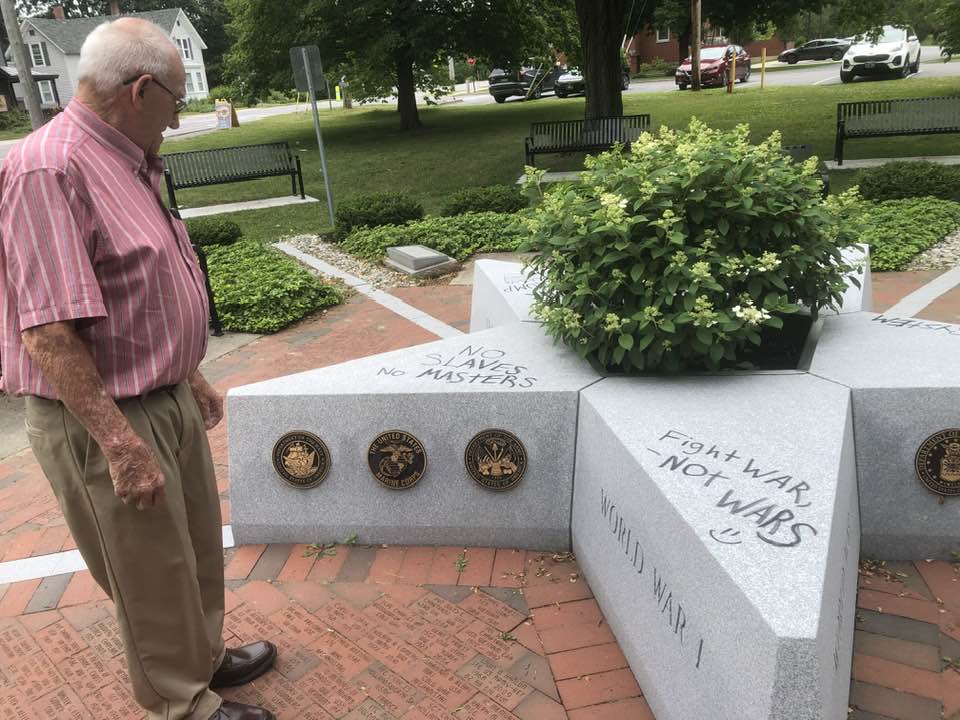 Vandals deface Veterans Memorial with hate messages in Shelburne ...